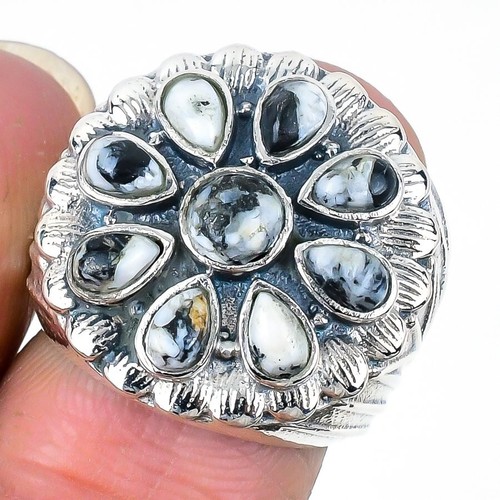 Natural White Buffalo Solid Sterling Silver Statement Birthday Ring ...