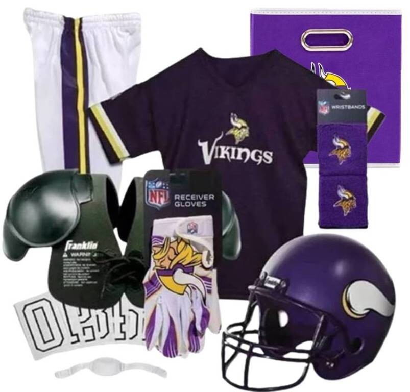 Minnesota Vikings Kids NFL 11pc Deluxe Football Uniform Set, Medium | eBay