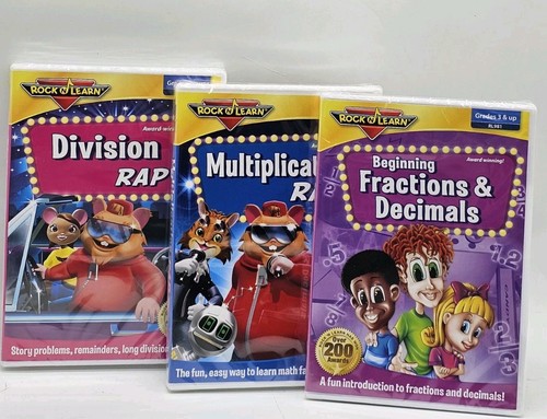 x3 Rock N Learn DVD Multiplication Division Fractions Decimals Rap ...