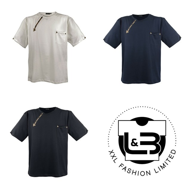 Lavecchia Herren T-Shirt R-Neck Polo Übergröße Ecru Beige XXXL bis ...