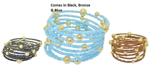 mx signature collection bracelet flex bead multi strand black blue ...