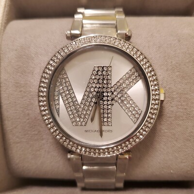 ️NEW AUTHENTIC MICHAEL KORS PARKER SILVER MK CRYSTALS WOMEN'S MK6658 ...