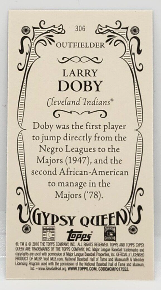 LARRY DOBY ~ 2016 TOPPS GYPSY QUEEN #306 MINI FOIL SP ~ INDIANS TIGERS ...