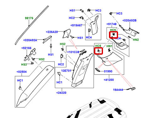 GENUINE LAND ROVER TRIM CLIP RANGE ROVER SPORT DISCOVERY SET OF 5 ...