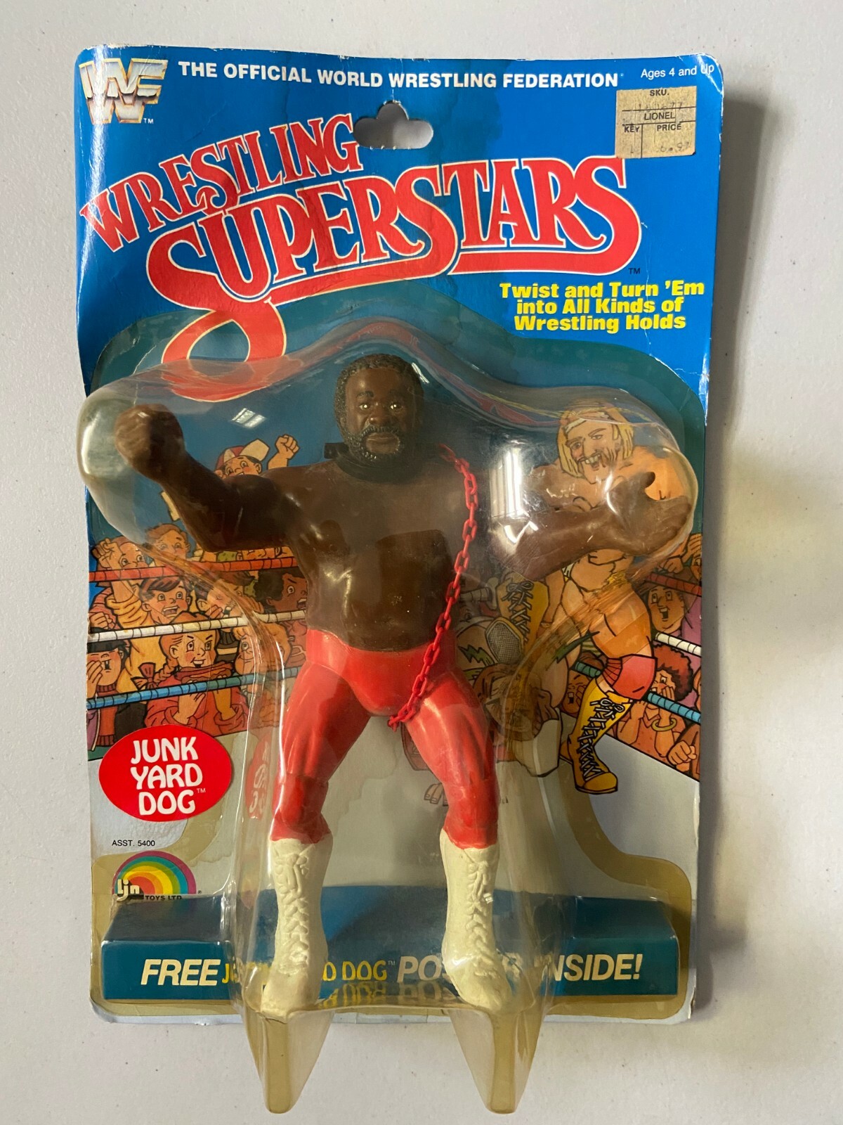 WWF LJN WRESTLING SUPERSTARS JUNK YARD DOG JYD RED CHAIN VARIANT WWE ...