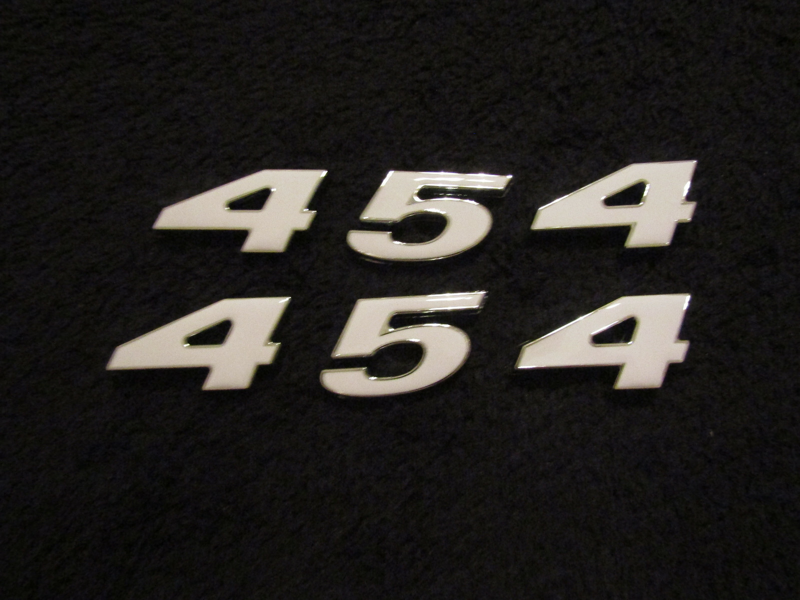 CHEVROLET 454 ENGINE ID FENDER HOOD SCOOP QUARTER TRUNK EMBLEMS - WHITE ...