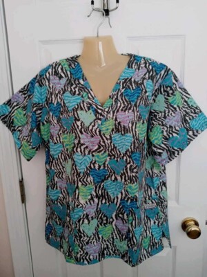 UA Scrubs Women's Multicolored V-Neck Scrub Top - Size Small | eBay