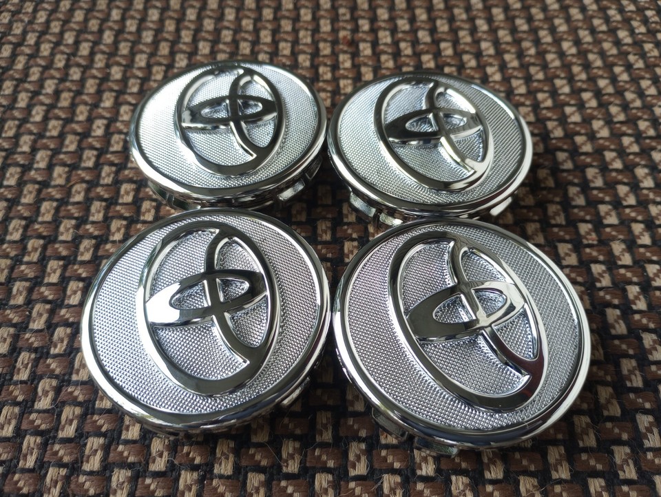 Toyota Wheel Center Caps 57mm Silver/Chrome Logo Corolla Yaris Prius ...