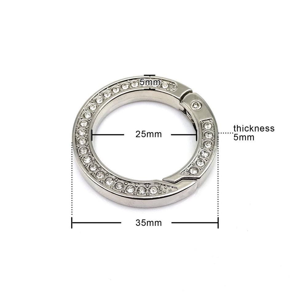 1/5 Crystal Diamond Spring O Ring Bag Strap Buckle Pendant Key Snap ...