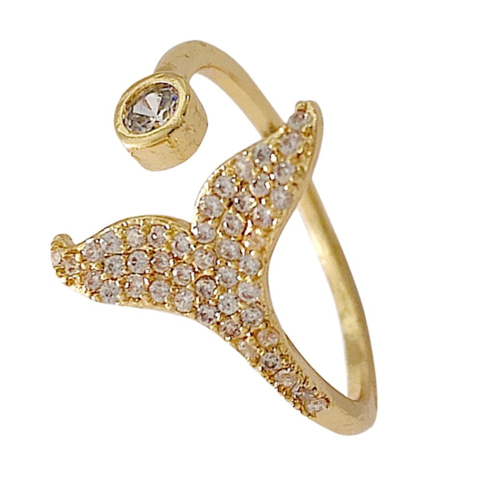 2 pcs Fishtail Ring Whale Tail Ring (Golden) Unclosed Finger Ring | eBay UK
