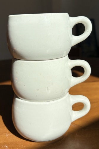 Lot of 3 Vintage TEPCO 6oz White Diner Coffee Cups Mugs Restaurant Ware ...