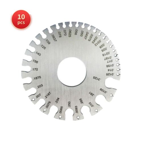 10 pcs Round Wire Gauge Measuring Tool Thickness Diameter Gage SWG ...