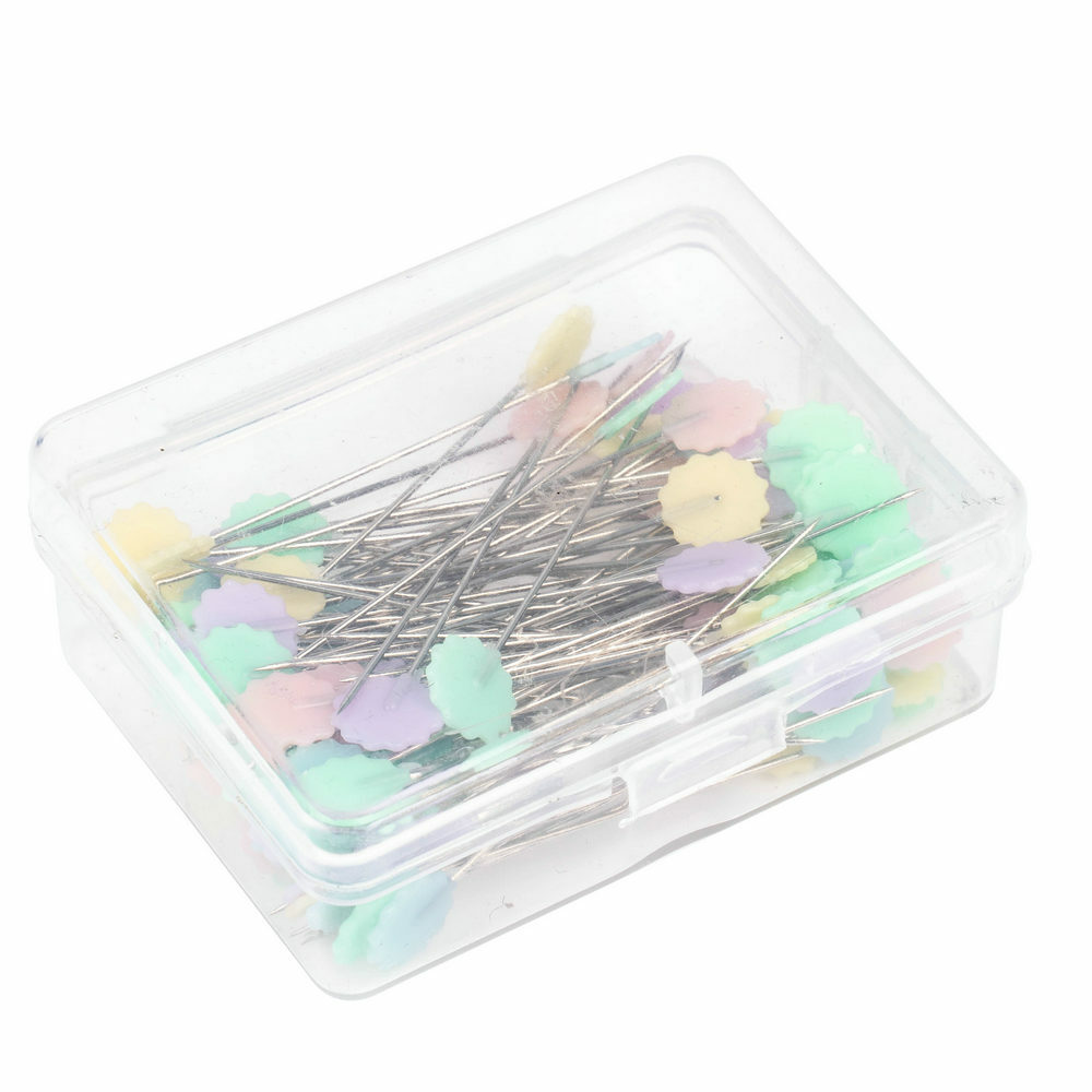 100pcs Sewing Pins Flat Flower Head Straight Pins for Dressmaker Craft ...