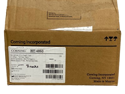 (768) CORNING 200uL Yellow PP Universal Fit Pipet Tips 8x96/Rk Sterile ...