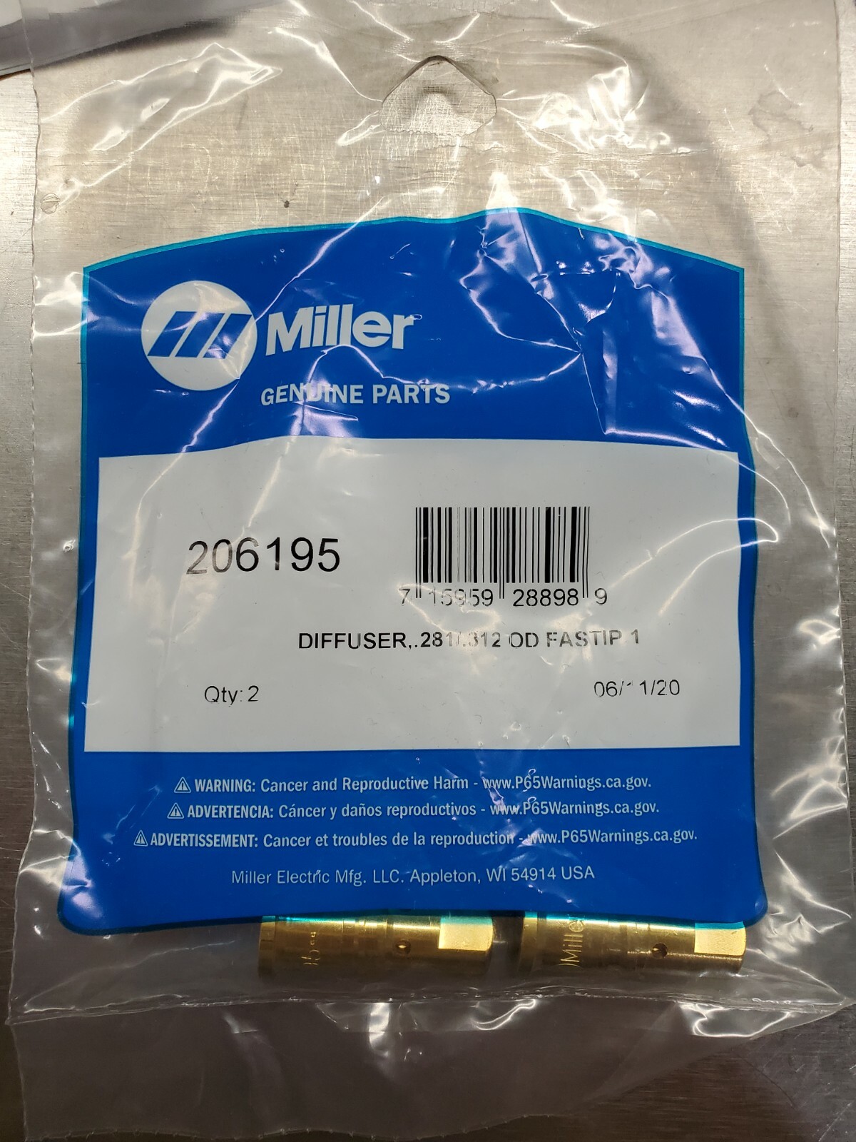 Miller 206195 Gas Diffuser, Roughneck, Fastip, 2PK | eBay