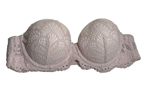 Victoria's Secret Dream Angels Strapless Bra Light Pink Lace Overlay ...