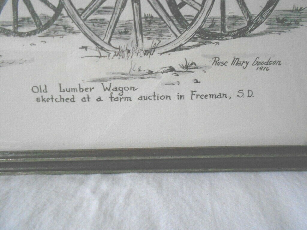 CLASSIC" LUMBER WAGON" INK PRINT,ROSE MARY GOODSON 1976 FREEMAN,SD ...