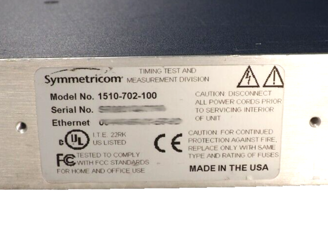 Symmetricom Model XLI Time & Frequency System 1510-702-100 | eBay