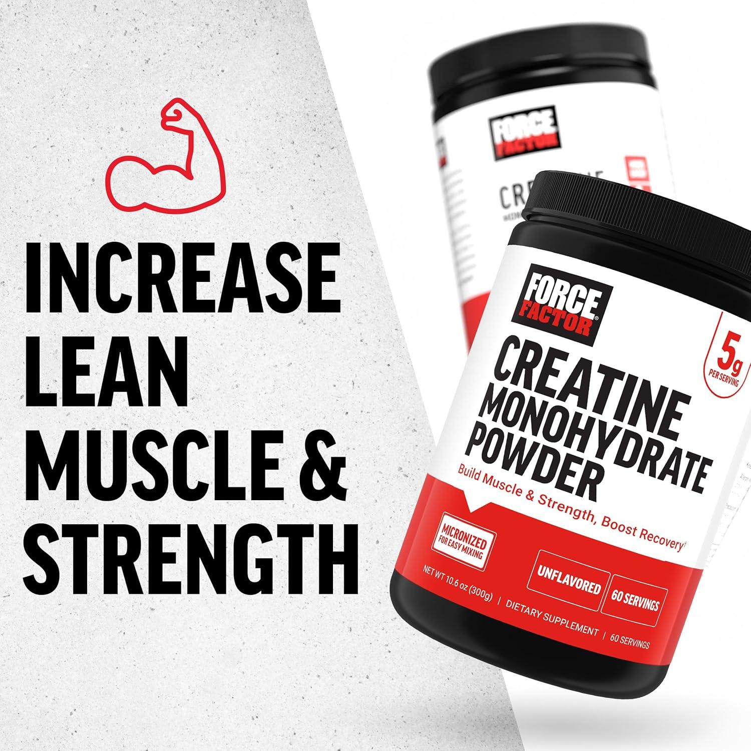 FORCE FACTOR Creatine Monohydrate, Creatine Powder for Muscle Gain ...