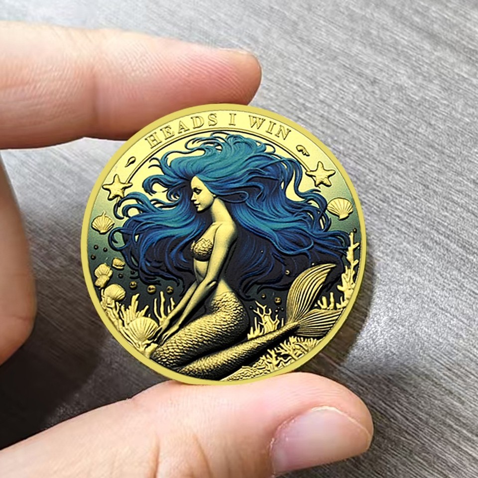Mermaid Coin Heads I Win Tails You Lose Gold Plated Fantasy Ocean ...