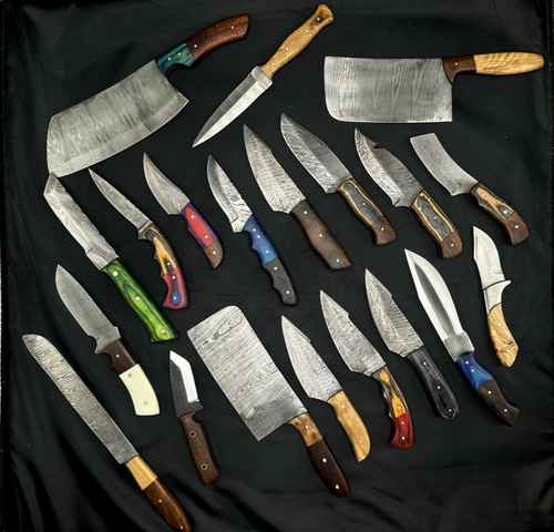 Lot of 20 Mix,Handmade Damascus Steel knife| with sheath AW-01 | eBay