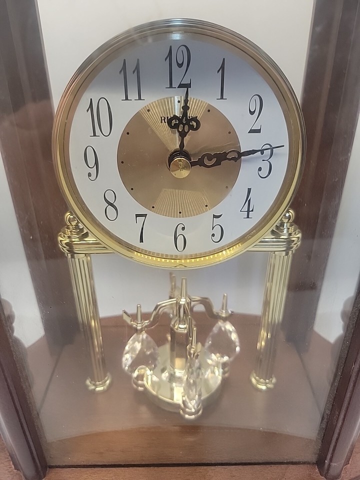 Rhythm Quartz Mantle VTG Clock Rotating Pendulum Wooden Case No Back ...