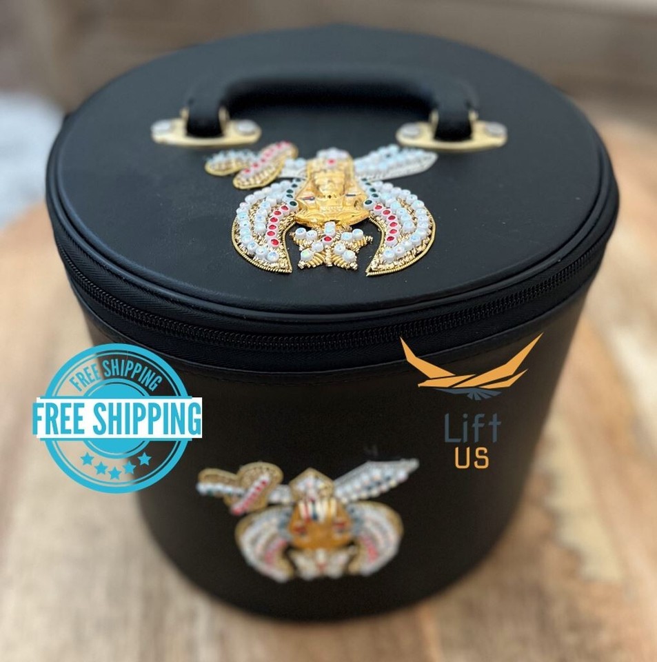 Masonic Shriner Fez Case in Black With Handmade Embroidered Emblem ...