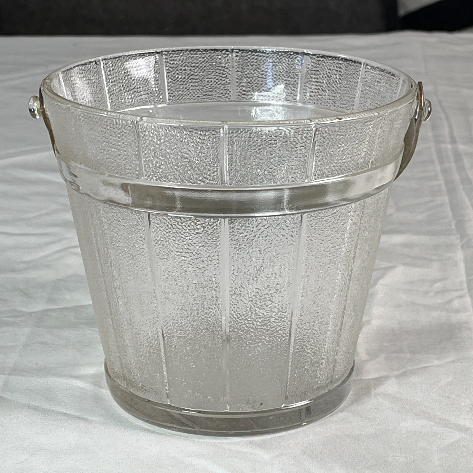 Vintage Glass ICE BUCKET Pail - Hammered Handle - Old Fashion Oak ...