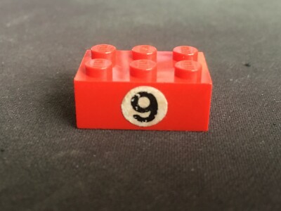LEGO PART 3002OLDPB02 RED BRICK 2X3 WITH NUMBER 9 STICKER FROM 673 ...