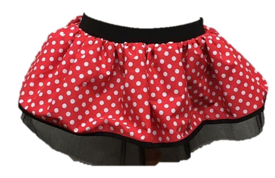 Red White Polka Dot Tutu Skirt Black Netting Halloween Fancy Dress ...