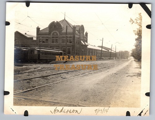 1914 ANDERSON, INDIANA UNION TRACTION IUT SHOPS ELECTRIC RAILWAY TRAIN ...