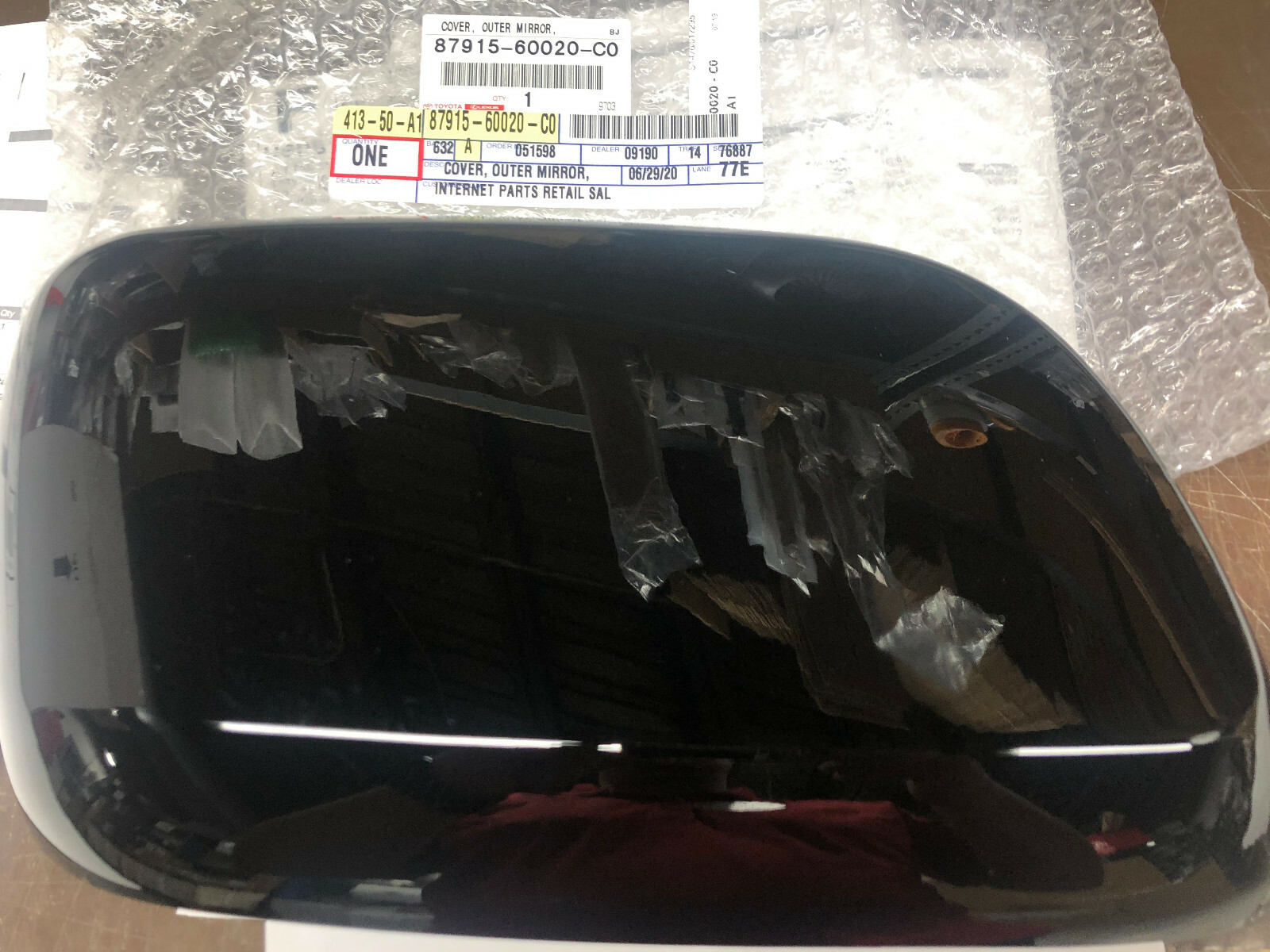 TOYOTA LAND CRUISER OUTER MIRROR COVER FITS 2008-2013 BLACK PASSENGER ...