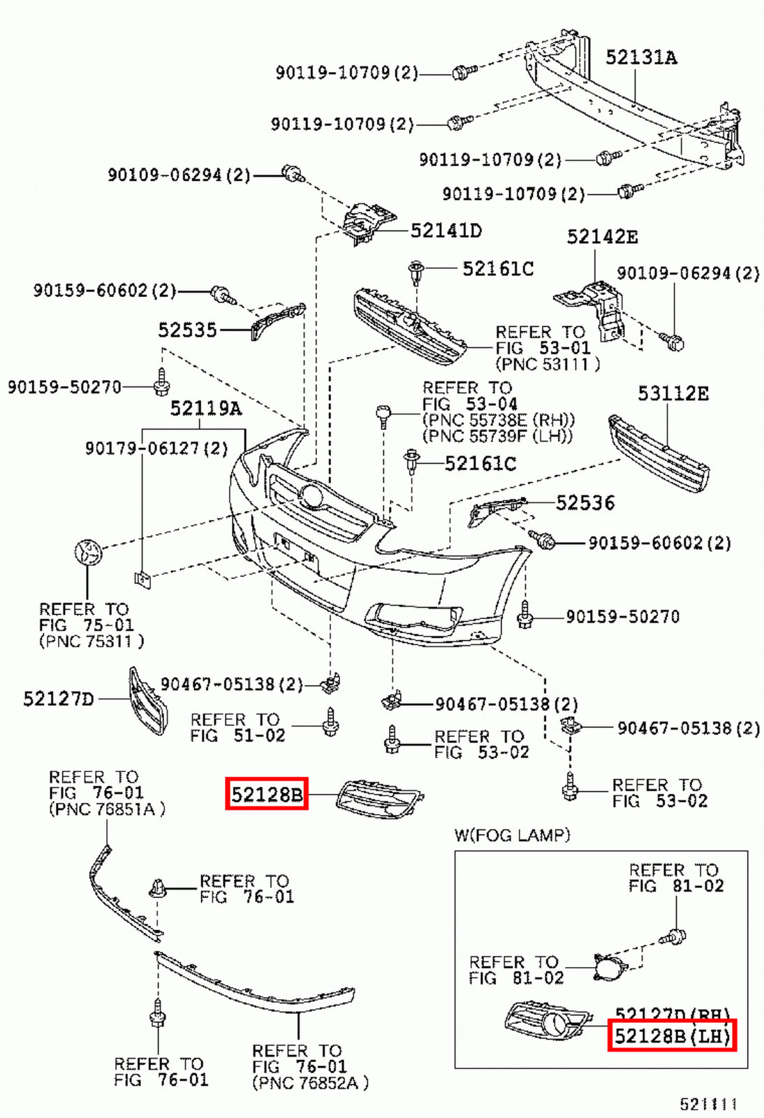 Genuine Toyota Runx ZZE122 NZE124 NZE121 LH Left Side Front Bumper Hole ...
