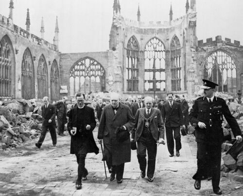 Winston Churchill visits Coventry Cathedral WW2 WWII Re-Print 4x6 | eBay