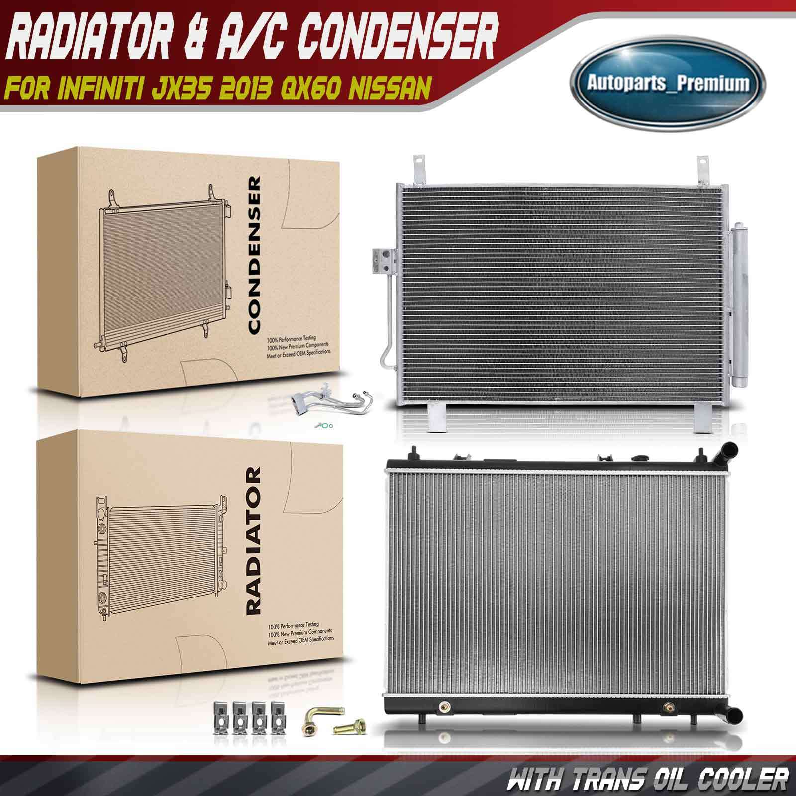 Aluminum Radiator & AC Condenser Cooling Kit for INFINITI JX35 2013 ...