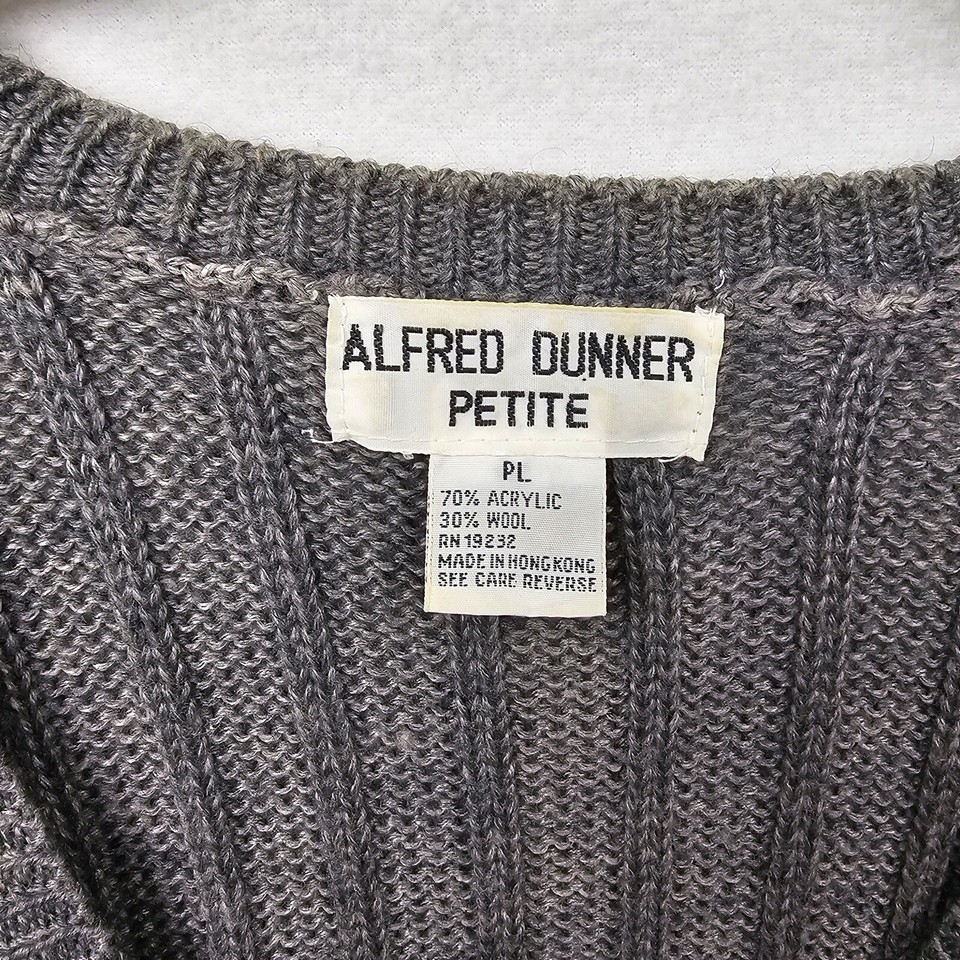 Alfred Dunner Vest Woman’s Size PL Gray Knit Button Up Rosette Accents ...