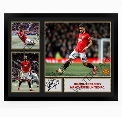 BRUNO FERNANDES signed autographed framed photo print poster Manchester ...