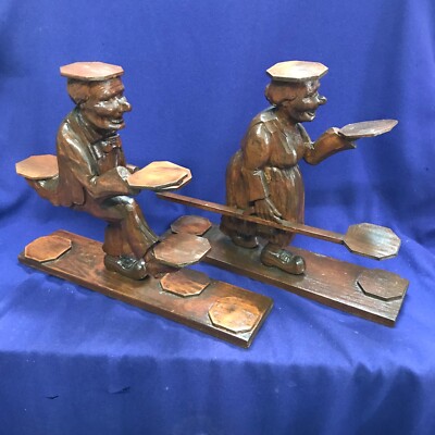 2 HUGE ANTIQUE GERMAN WOODEN CARVING BAKERY STORE DISPLAY SIGNED ADOLF ...