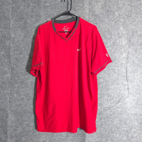 Nike Roger Federer RF 2011 Cincinnati V-Neck Tennis Shirt XL Red ...