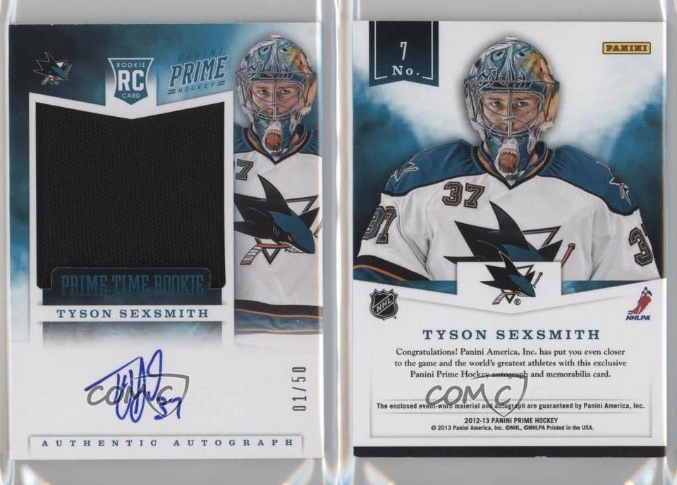 2012-13 Panini Prime Prime Time Rookies Auto 1/50 Tyson Sexsmith #7 ...