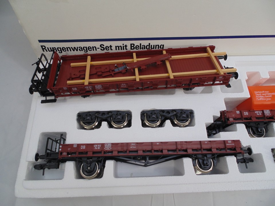 Marklin 1 Gauge 5407 Rungenwagen Train Stake Set Flat Car w/Boiler ...