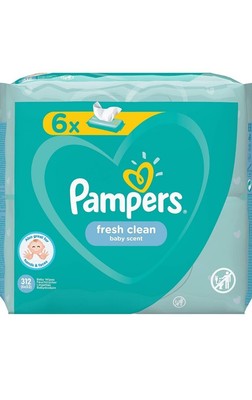 6 x Pampers Baby Wipes Fresh Clean 52 Count MultiPack babywipes newborn ...