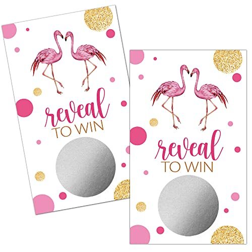 Haizct 50 Pack Flamingo Bridal Shower Scratch Off Game Cards for ...