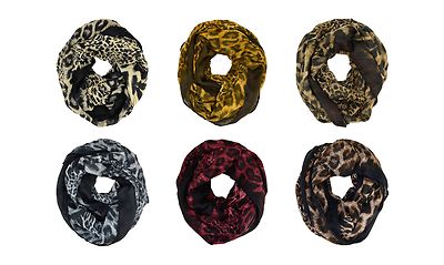 Leopard Cheetah Animal Print Block Circle Loop Wrap Wide Infinity Scarf ...