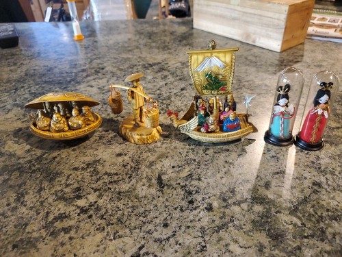 Lot Of Five VINTAGE JAPANESE CELLULOID DRAGON SAIL BOAT 7 LUCKY GODS ...
