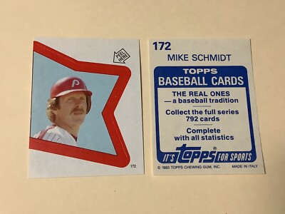 Mike Schmidt 1983 Topps Sticker #172 NRMT To Nrmt/mint | eBay