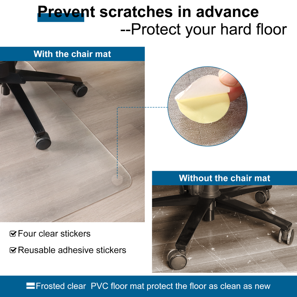 Clear Office Chair Mat for Hardwood Floors, Thick PVC Floor Protector ...