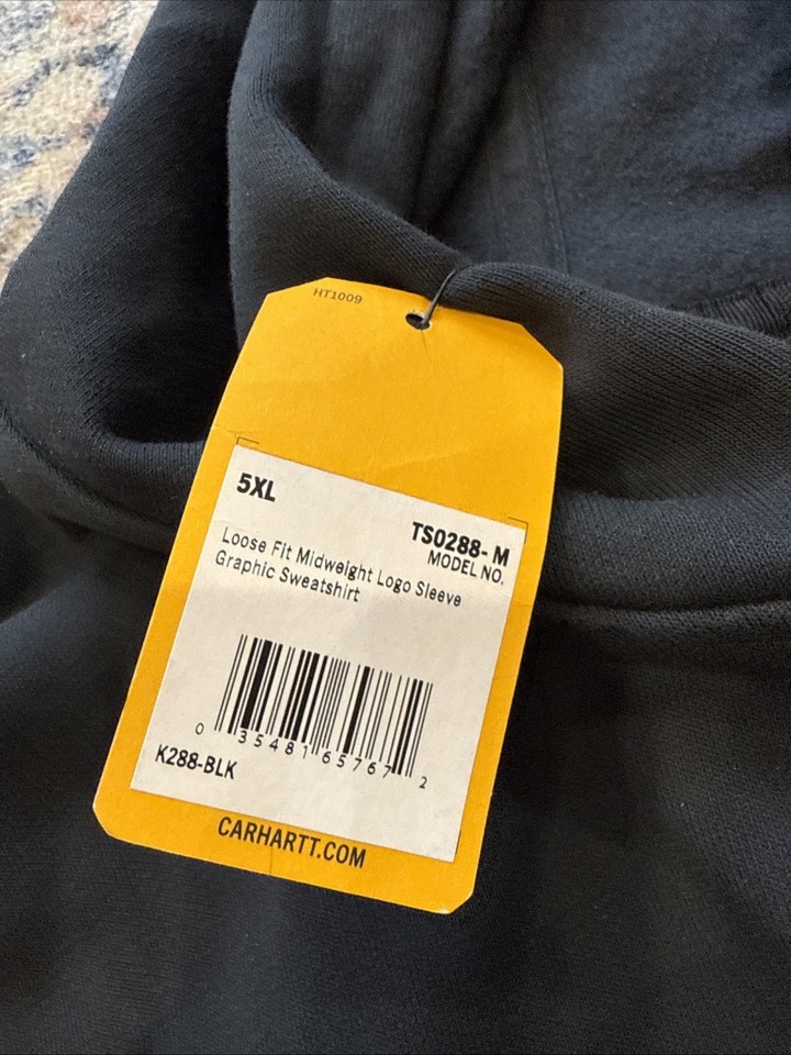 Carhartt Loose Fit Midweight Logo Sleeve Graphic Hoodie Mens 5XL Black ...