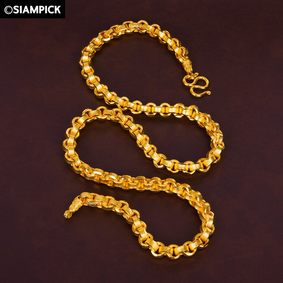 Heavy ROLO Chain Necklace Thai Gold Jewelry Baht Chain 24k Amulet ...