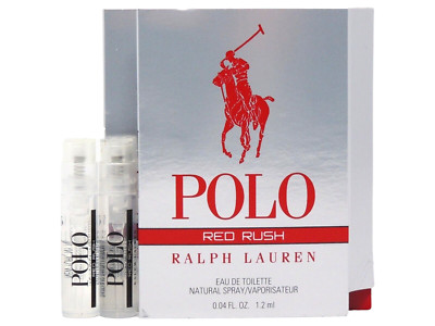 RALPH LAUREN POLO RED RUSH EDT 1.2ml .04fl oz x 2 COLOGNE SPRAY SAMPLE ...